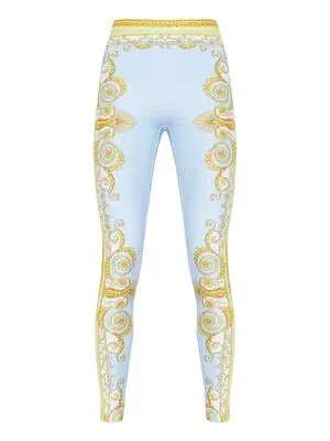 Versace Spring Baroque Print Elastic Waist Trousers - Azzurro
