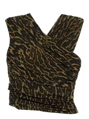 GANNI Braided Leopard Print Mini Top - Verde