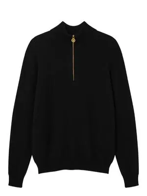 Versace Medusa Hardware High Neck Zip Placket Sweater - Nero
