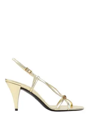 Versace Versace Laminated Saddle Calf Leather Pumps With 8cm Heel Metallic