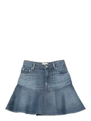 GANNI Denim Mini Skirt With Zip And Button Closure - Blu