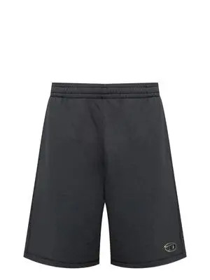 DIESEL® Regular Fit Cotton Track Pants With Elastic Waistband, Flat Drawstring, And Hidden Pockets - Nero