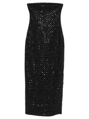 ROTATE BY BIRGER CHRISTENSEN Beaded Tube Maxi Dress - Nero