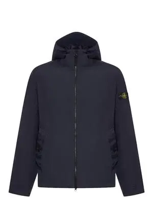 Stone Island Hooded Polyamide Jacket With Two-way Zip - Blu