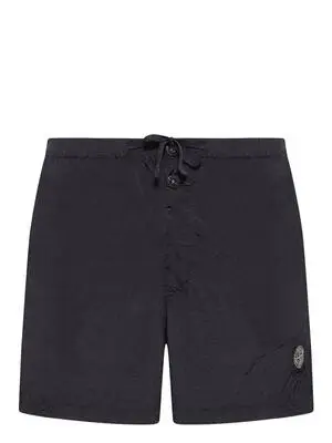 Stone Island Contrast Stitch Drawstring Track Pants - Nero
