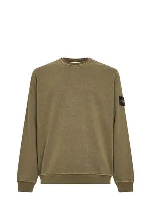 Stone Island Cotton Crewneck Sweatshirt With Badge Detail - Verde