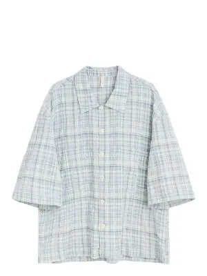 SUNFLOWER Plaid Short Sleeve Shirt - Blu
