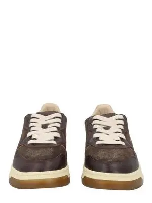 AUTRY Suede And Crocodile-embossed Leather Sneakers - Multicolour