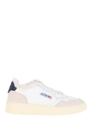 AUTRY Shearling-lined Cow Leather & Suede Sneakers - White