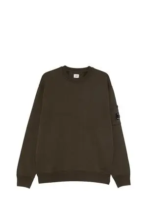 C.P. COMPANY Cotton Crewneck Sweatshirt With Lens Pocket - Verde