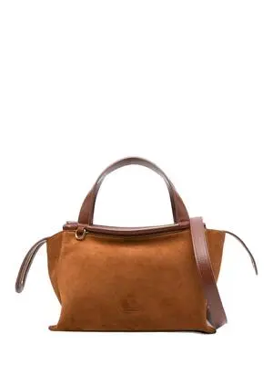 WANDLER 31 X 18 X 12 Cm Suede Handbag With Leather Trim And Gold-tone Details - Marrone