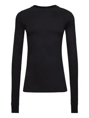 Moncler Long-sleeve Slim-fit Crewneck With Embroidered Logo Patch - Nero