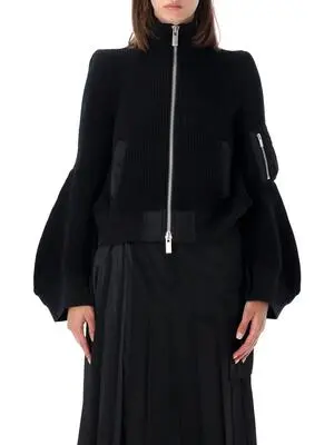 Sacai Layered Zip-up Sweatshirt - Nero