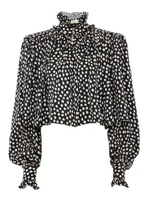 CHLOÉ CHLOÉ High-Neck Dotted Silk Shirt With Gold-Tone Buttons