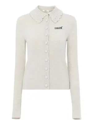 Chloé Collared Wool Cardigan With Fabric-covered Buttons - Grigio