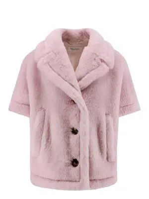 Max Mara Short Kimono Sleeve Alpaca Cashmere Silk Coat - Rosa