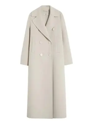 Max Mara Double-breasted Virgin Wool Coat With Notched Lapel And Vent - Blu