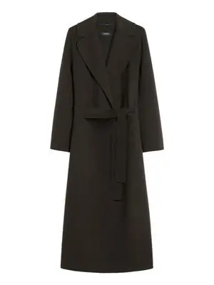 Max Mara S MAX MARA Hand-Sewn Pure Virgin Wool Jacket With Wide Lapel And Belt Verde