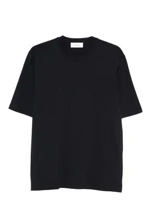 LARDINI Cotton And Silk Blend Crewneck T-shirt - Blu