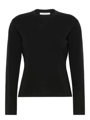Max Mara Max Mara Pure Wool Interlock Crewneck Sweater With Long Set-In Sleeves Nero