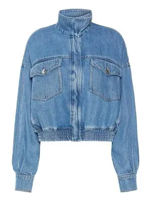 Sportmax Pure Tencel Lyocell Denim Jacket With Vintage Wash And Elasticated Waist - Blu