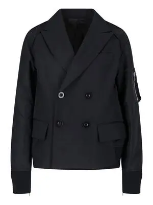 Sacai Asymmetrical Layered Jacket - Black