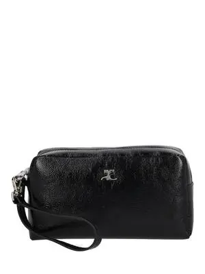 COURREGES Varnished Cow Leather Clutch - Black