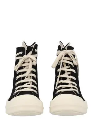 Rick Owens High Top Cotton Sneakers - Black