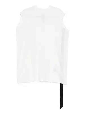 Rick Owens Sleeveless Crew Neck T-shirt With Raw-edge Detail And Long Length - Bianco