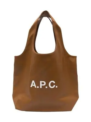 A.p.c. Two-handle Mini Tote Bag With Front Logo Print - Marrone