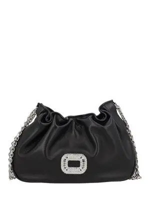 ROGER VIVIER Embellished Chain Shoulder Bag - Black