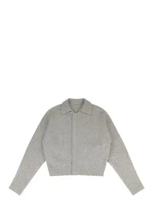 ENTIRE STUDIOS Front Zip Wool Blend Jacket With Ribbed Hems - Grigio