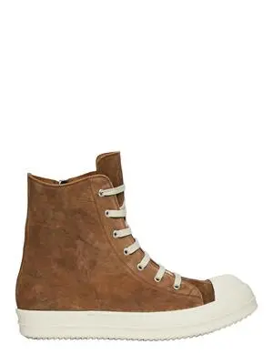 Rick Owens RICK OWENS High Top Lace-Up Sneakers With Side Zip Marrone