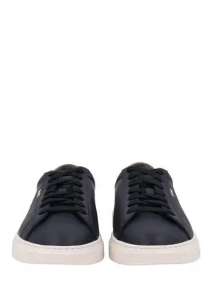 BOSS Leather Lace-up Sneakers With Rubber Sole - Blue