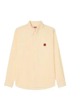 Kenzo Casual Shirt With Boke Flower Embroidery In Seersucker Cotton - Giallo