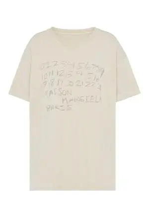 MAISON MARGIELA Cotton Printed Numbers T-shirt - Bianco