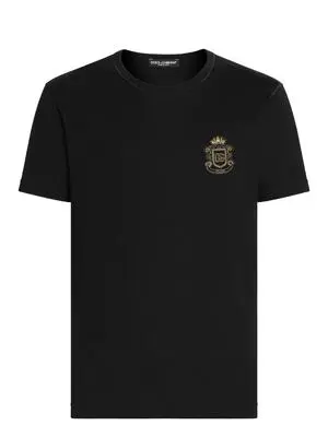 Dolce & Gabbana Crew Neck T-shirt With Heraldic Patch - Nero