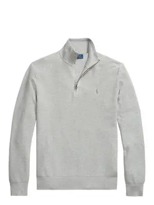 Polo Ralph Lauren Mockneck Quarter-zip Sweater With Embroidered Pony - Grigio