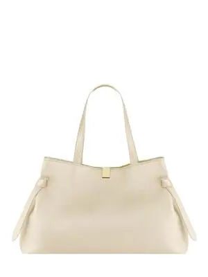 Yuzefi Pebble Grain Leather Tote Bag - Brown