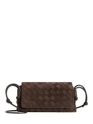 Bottega Veneta BOTTEGA VENETA Mini Intrecciato Suede Pouch Marrone
