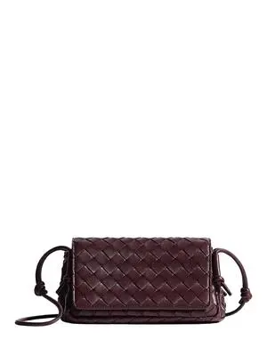 Bottega Veneta Notturno Woven Leather Shoulder Bag - Rosso