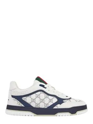 Gucci Gg Outline Pebbled Leather Sneakers With Interlocking G Web - Bianco