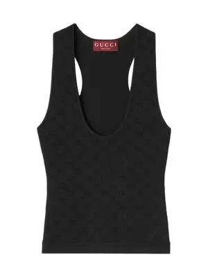 Gucci Gg Jacquard Sleeveless Top - Nero