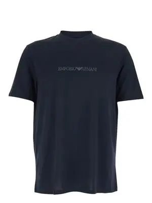 Emporio Armani Emporio Armani Logo Cotton T-Shirt Blue