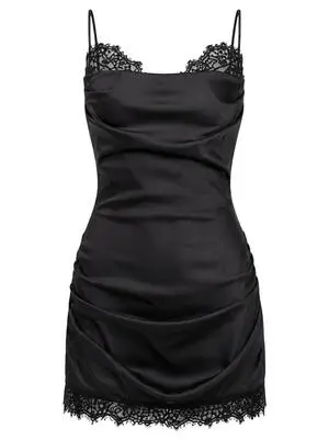 OW Rudy Satin Mini Dress - Black