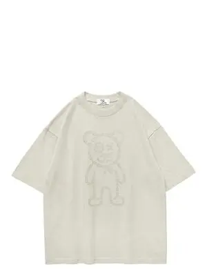 X ILONA BLUE Organic Cotton Chain Link Embroidery T-shirt - Blue