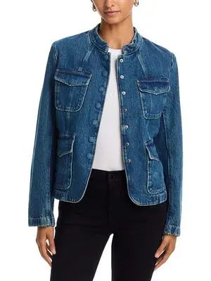 Rag & Bone Mercer Denim Stand Collar Jacket - Cheri