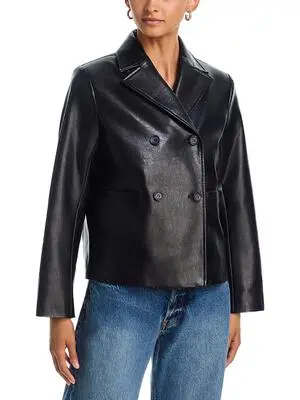 Rag & Bone Finley Faux Leather Double Breasted Jacket - Black