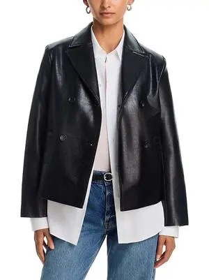 Rag & Bone Finley Faux Leather Double Breasted Jacket - Black