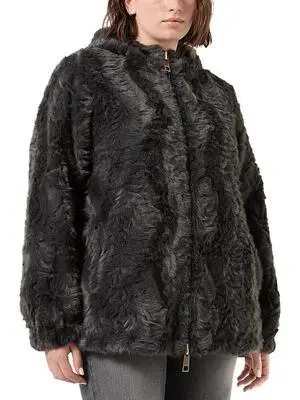 Marina Rinaldi Faux Fur Reversible Jacket - Medium Grey